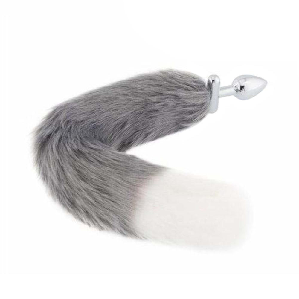 Grey with White Fox Shapeable Metal Tail, 18" – Love Plugs